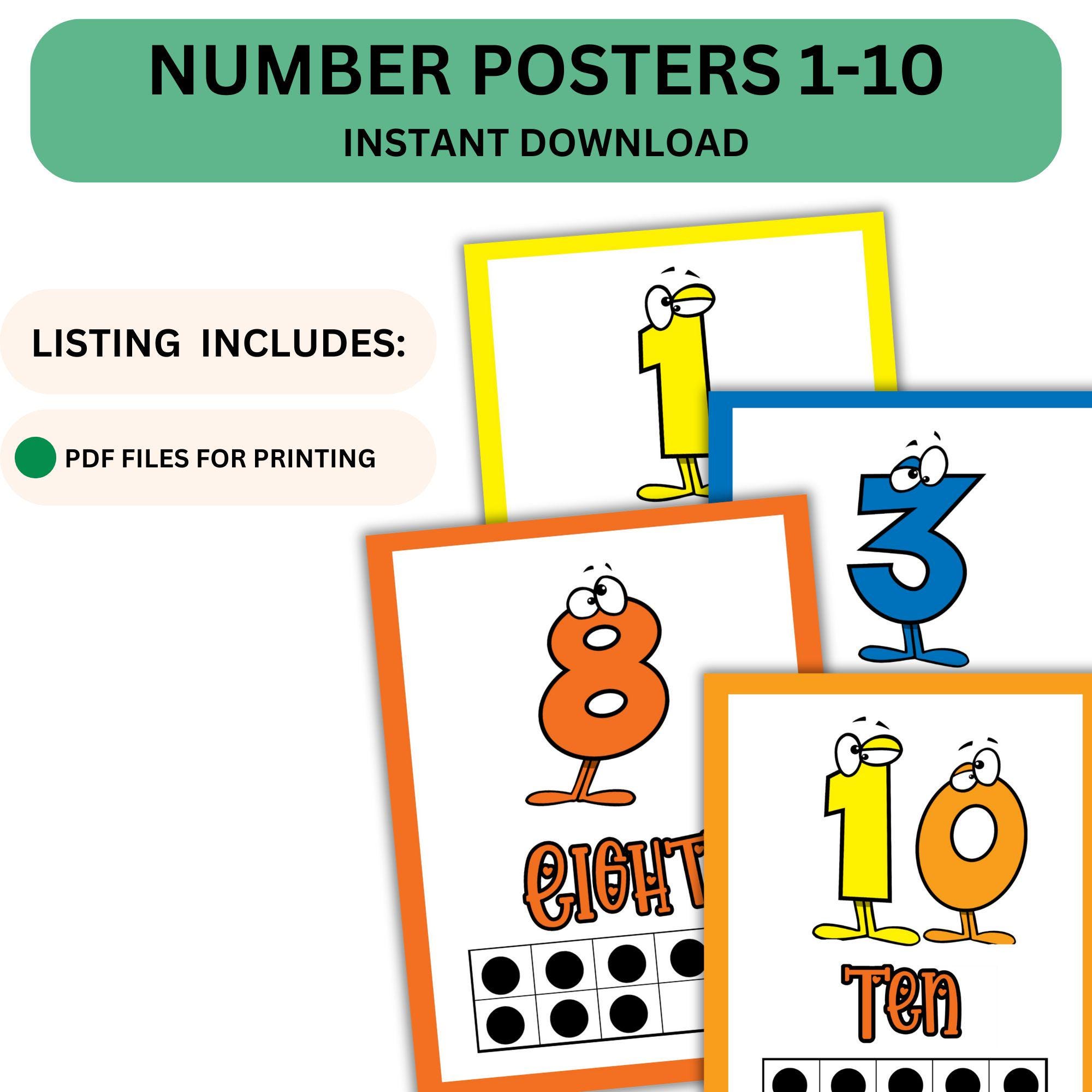 Number Posters Classroom 0-10 Class Posters Education Flash Cards ...