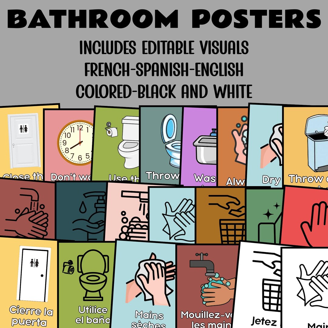 Bathroom Rules Posters - Restroom Signs for Kids- Classroom Management ...