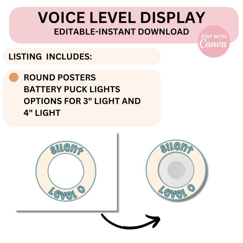 Voice Level Chart Classroom Printable Display Editable in Canva Boho ...