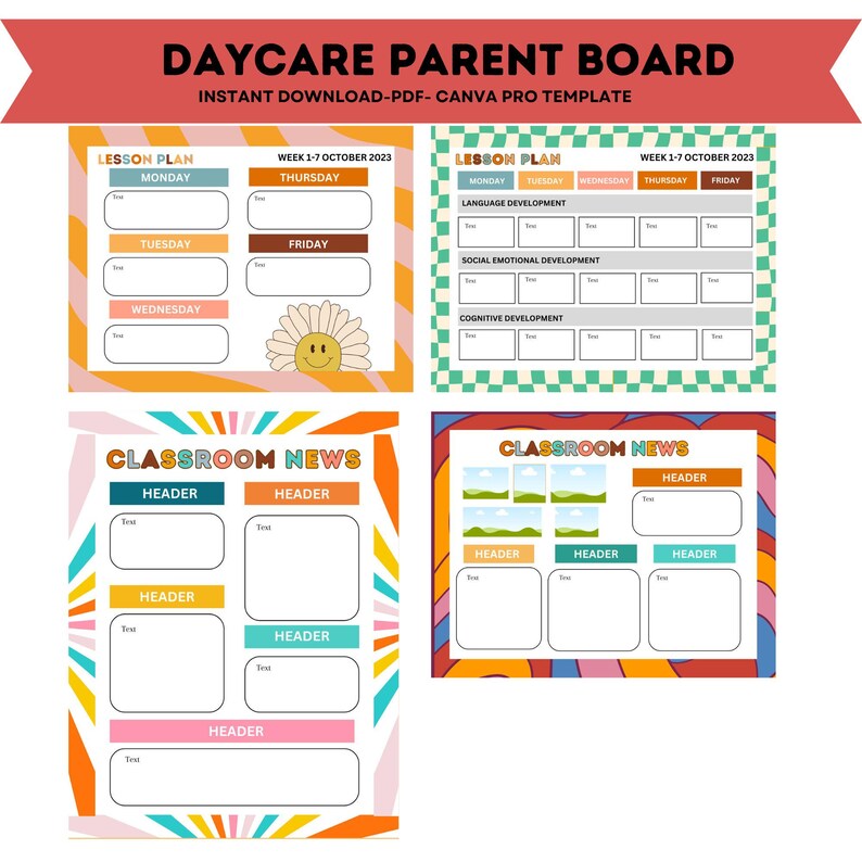 Daycare Parent Board Childcare Bulletin Board Canva Editable Template ...