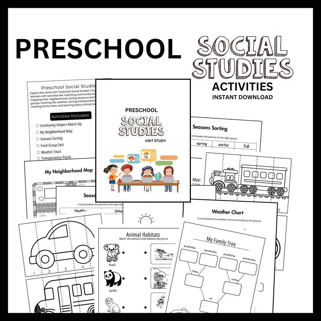 Preschool Social Studies Busy Book Homeschooling Kids Learning Binder ...