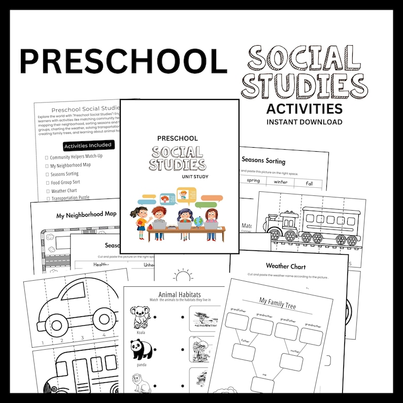 Preschool Social Studies Busy Book Homeschooling Kids Learning Binder ...