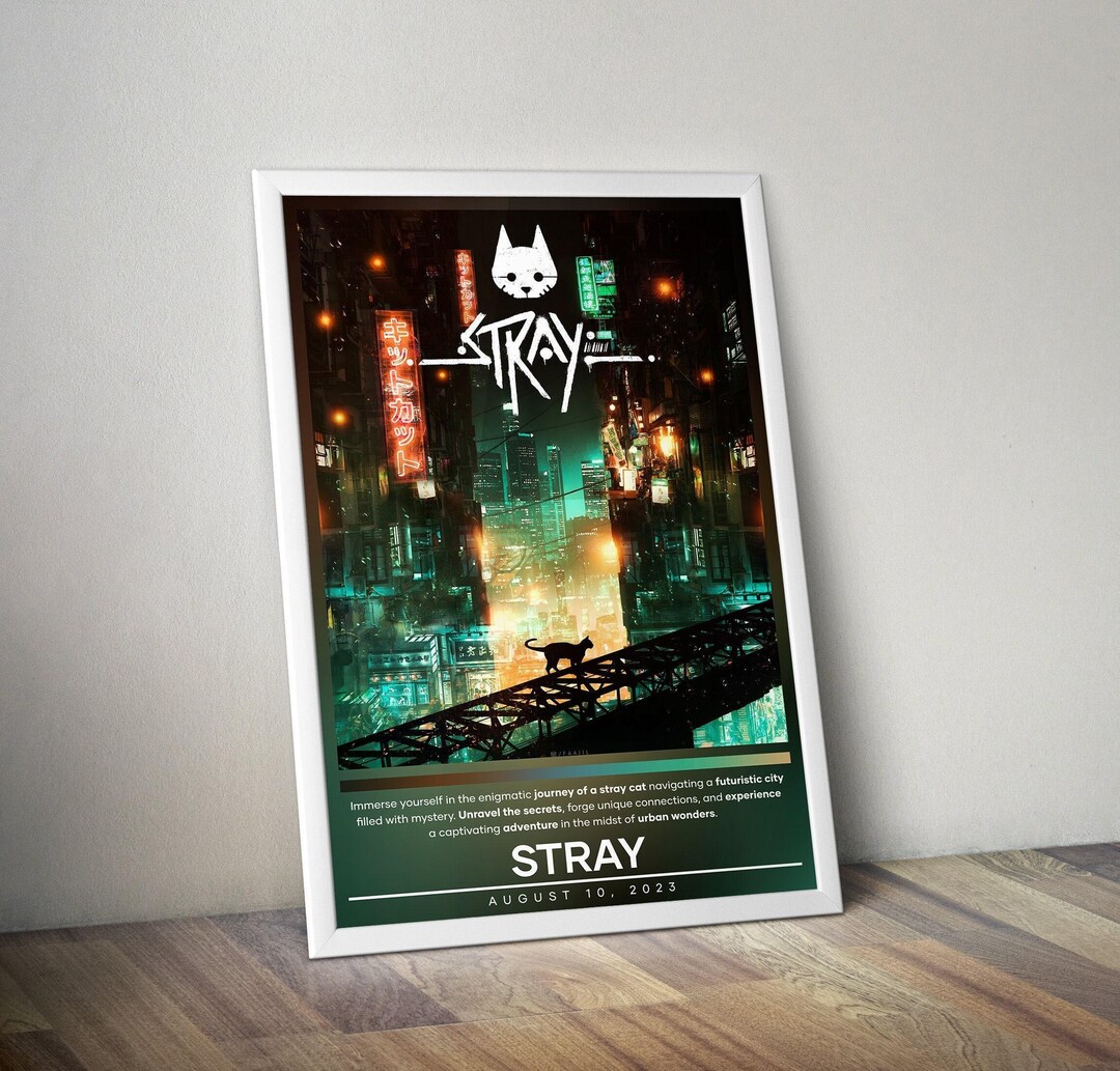 Stray Poster | Stray Cat Prints | Gaming Posters | 4 Colors | Video ...