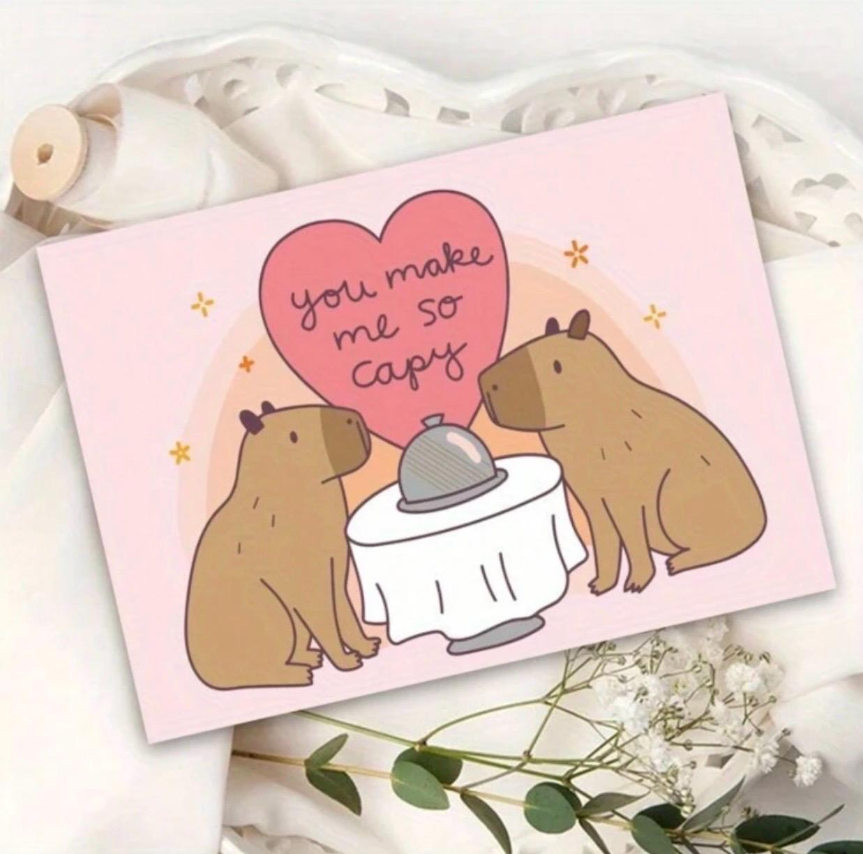 Capybara Valentines Day Card - Etsy