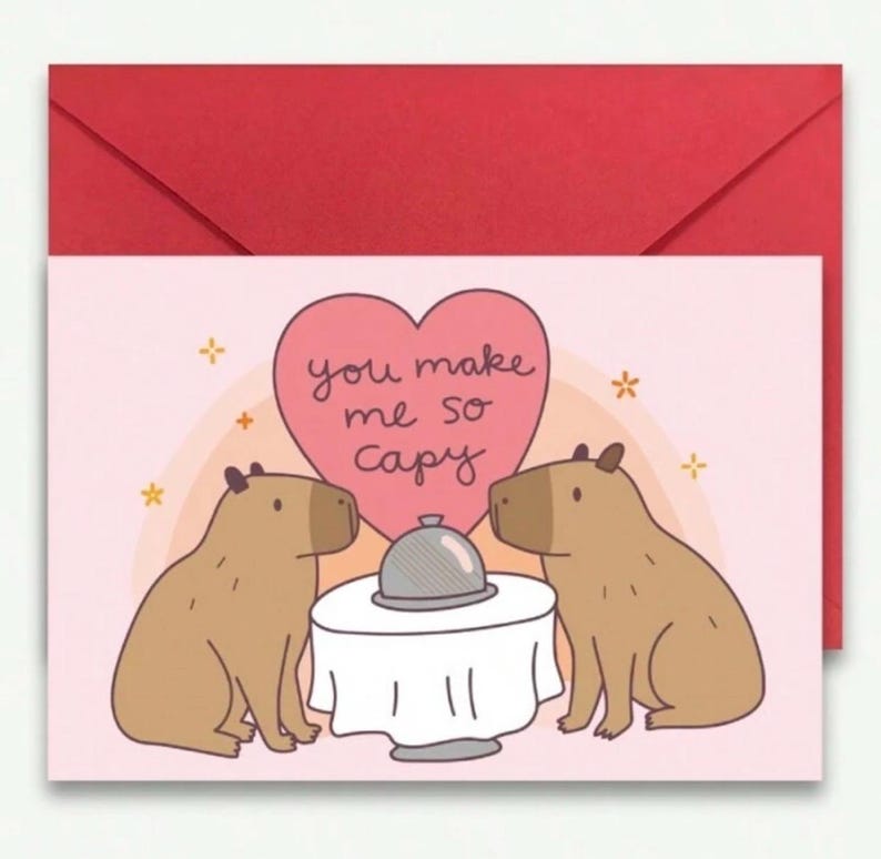 Capybara Valentines Day Card - Etsy