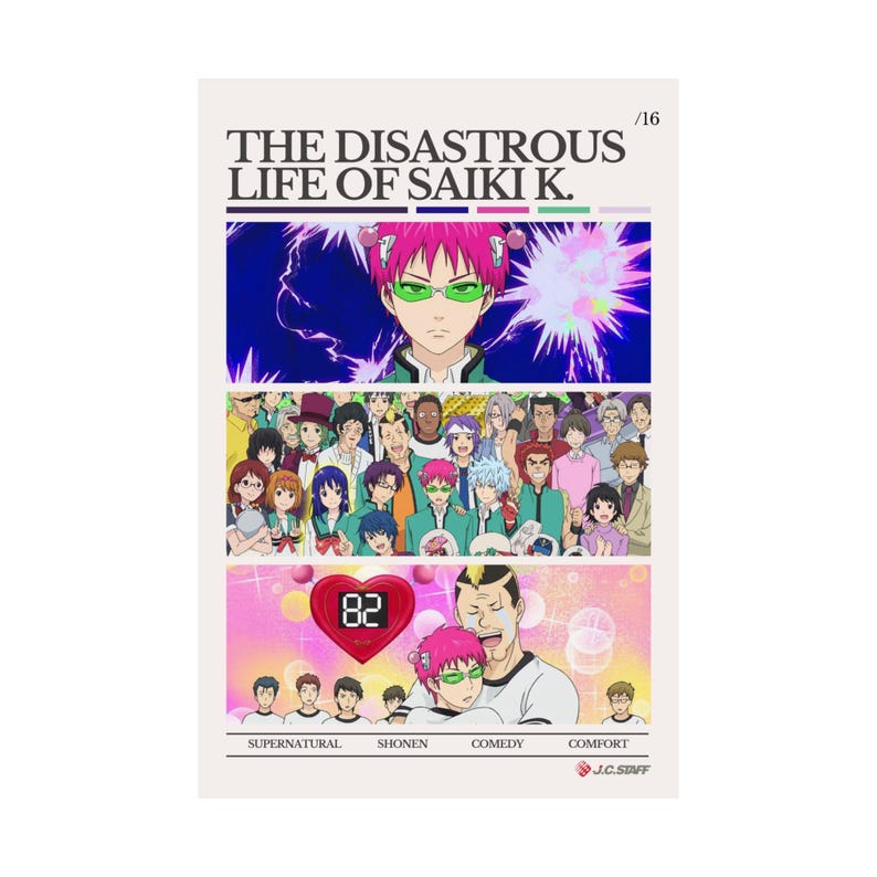 Saiki K Poster, Wall Art Print, Otaku Room Decor, Japanese Manga Poster ...