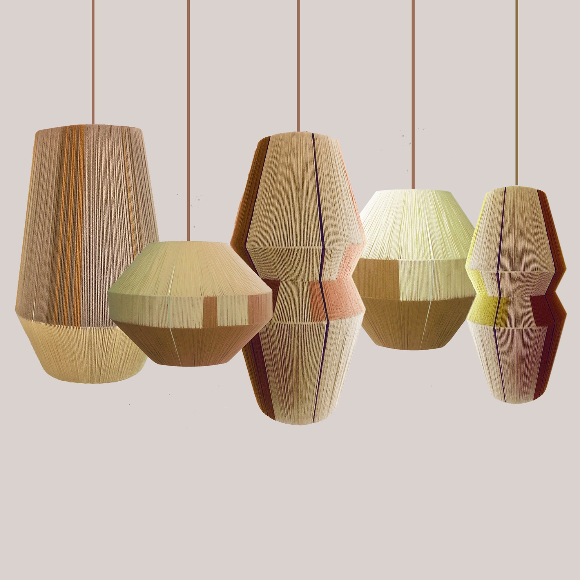 FIBERLIGHTS Handmade Bespoke Textile Wrapped Modern Metal | Etsy