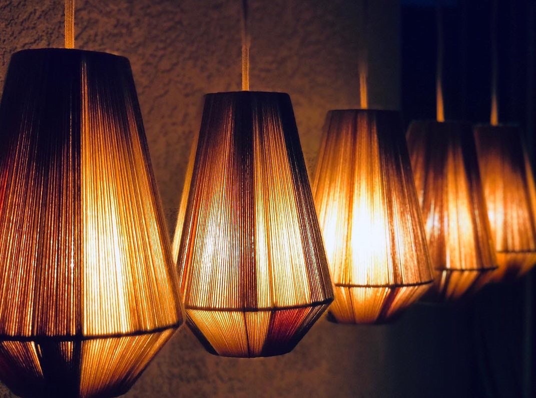 FIBERLIGHTS Handmade Bespoke Textile Wrapped Modern Metal | Etsy