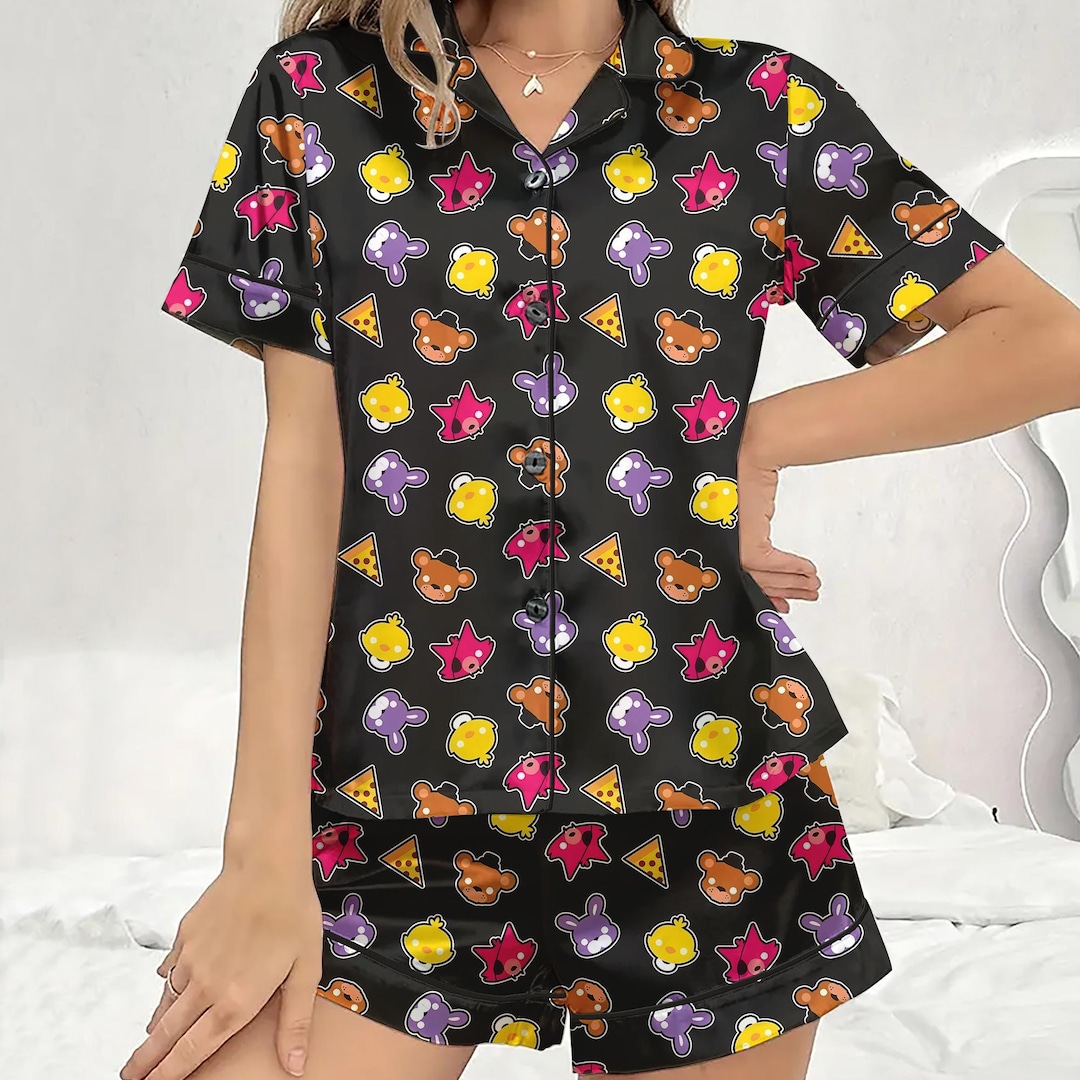 Halloween Five Nights at Freddy’s Pajama Set, FNAF Pixel Purple Satin ...