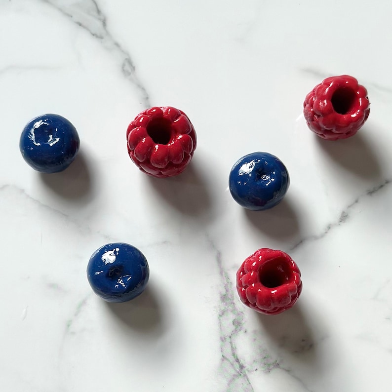3pcs Set of Berry Fridge Magnets: Handmade Blueberry and Raspberry ...