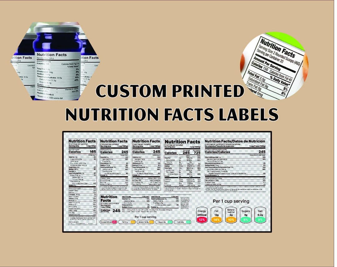 Custom Nutrition Facts Labels – Waterproof Polyurethane Stickers With ...
