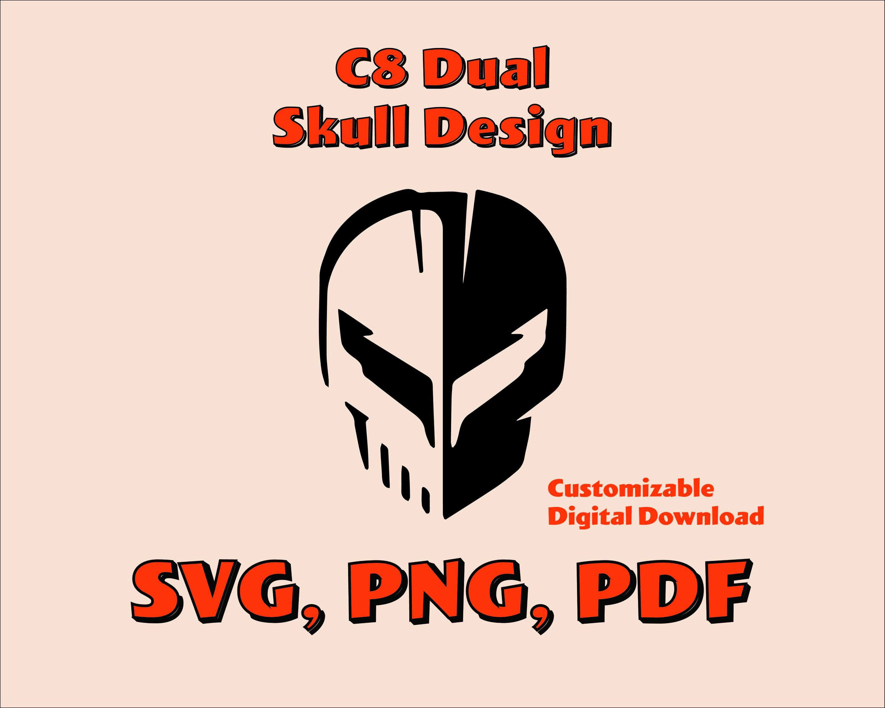 C8 Corvette Dual Skull Vinyl Decal SVG File – Custom Digital Download ...