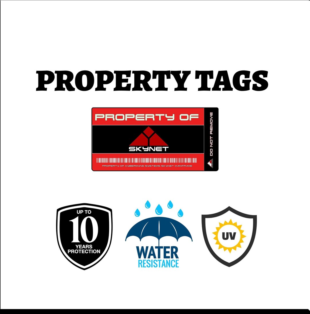 Claim the Future With the Skynet Property Tag Sticker – Waterproof ...