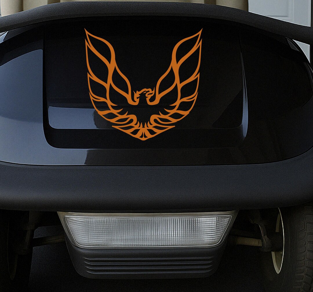 Metallic Orange Firebird Decal Black Outline Vinyl Phoenix Sticker for ...