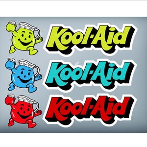 Retro Kool-aid Man Decal Pack – Vintage Kool-aid Logo Stickers in Red ...