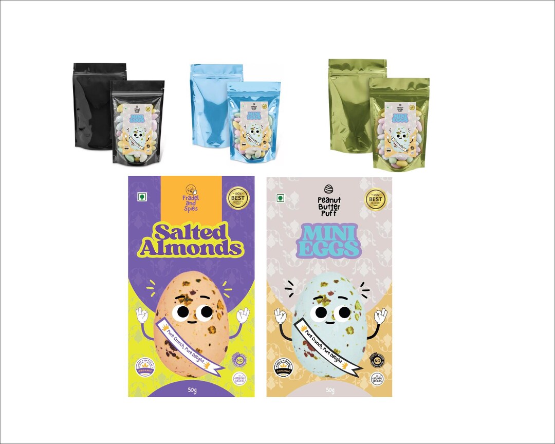 Pre-labeled Stand-up Snack Pouches – 5" X 8" X 2.5" Pouches With Custom ...