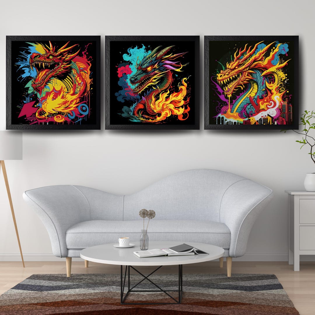 Dragon Graffiti Pop Art | Wall Art | Print at Home | Modern Artwork ...