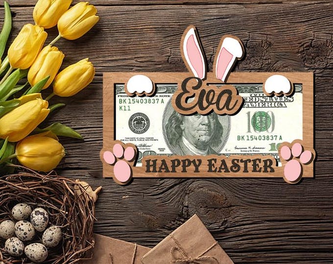 Easter Bunny Money Holder Svg Laser Cut, Bunny Money Holder Svg, Easter ...