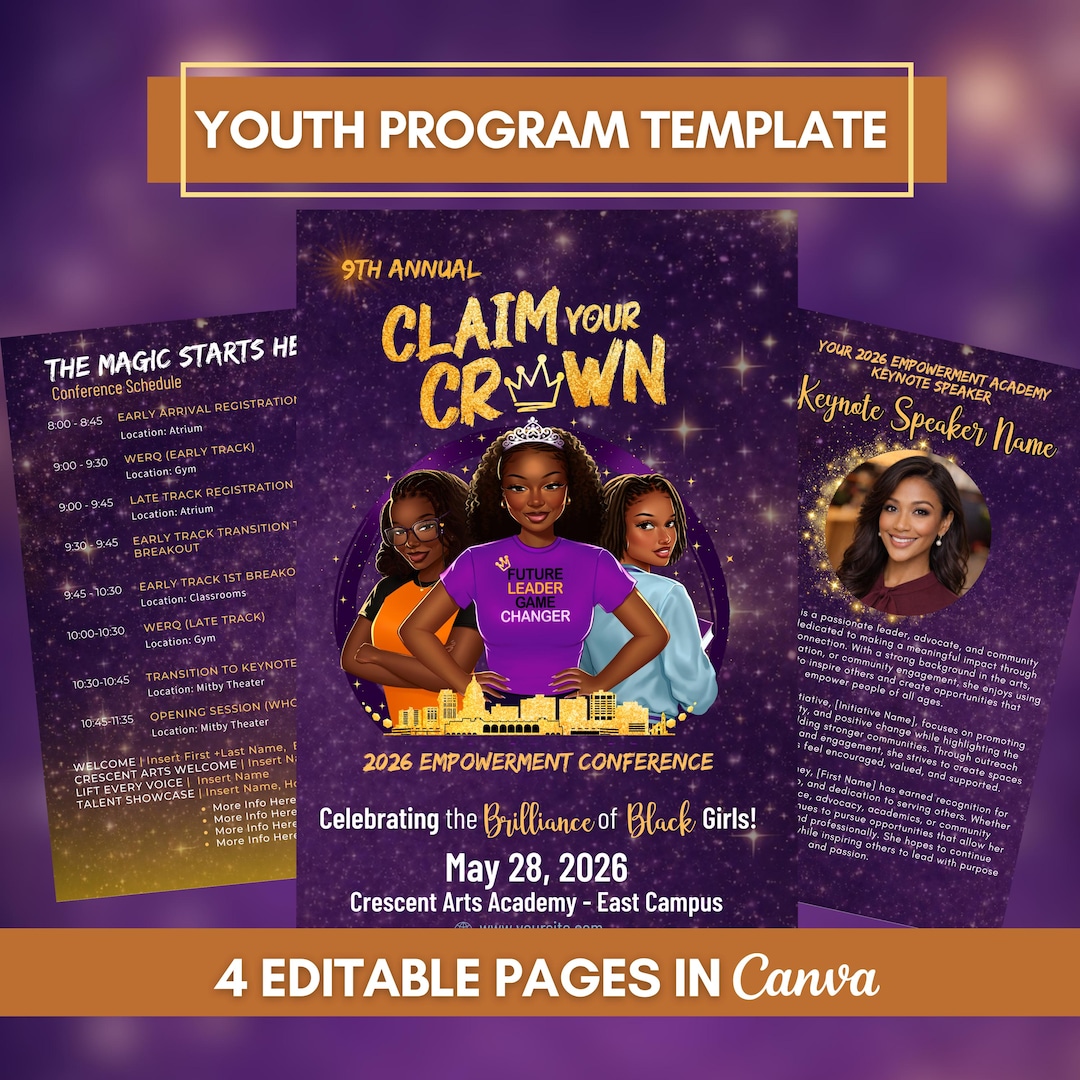 Editable Youth Program Template, Conference Program, Church Event ...