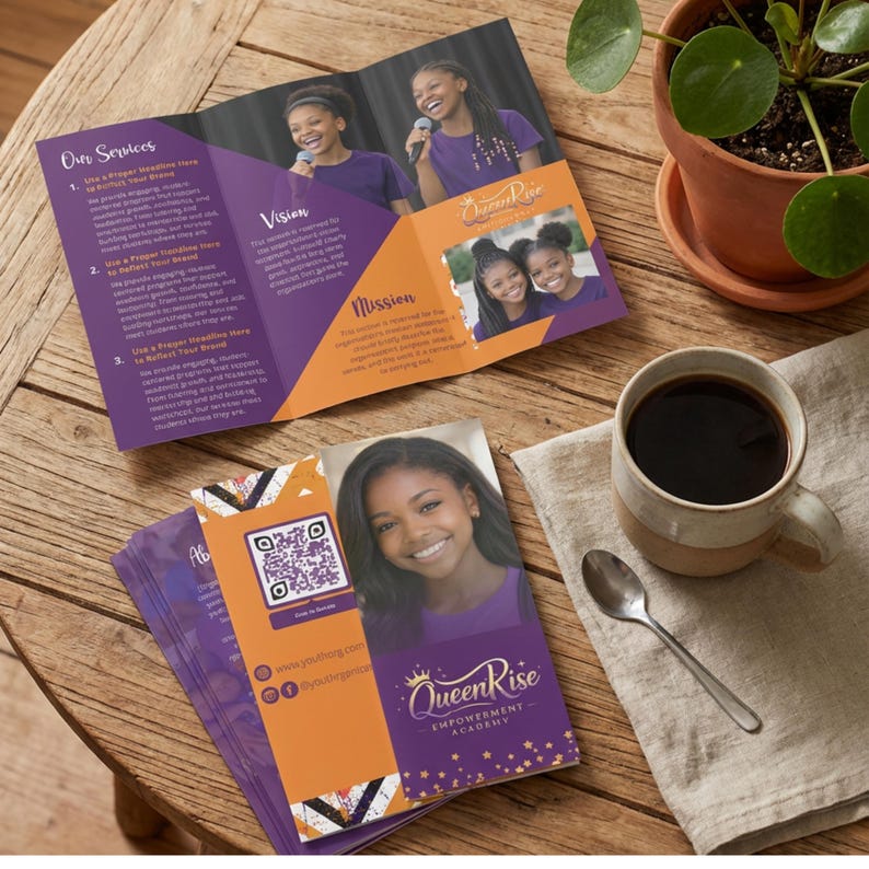 Youth Outreach Brochure Canva Template | Editable Tri Fold Brochure for ...