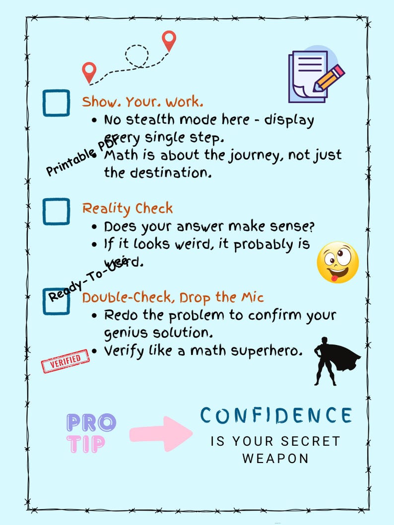 Math Problem Solving Checklist – Printable PDF & Editable Canva ...