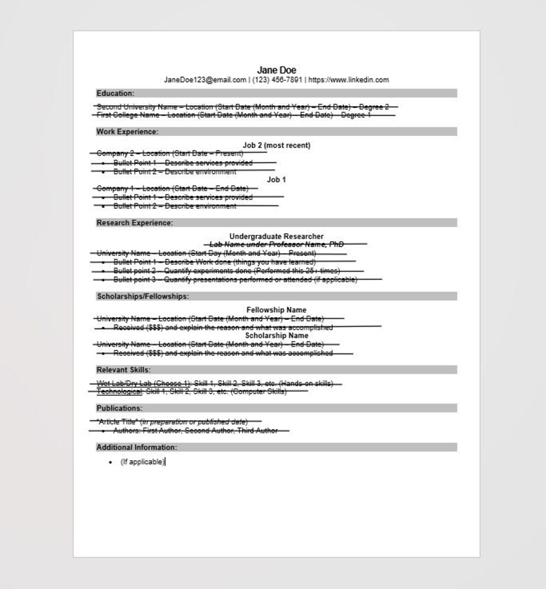 Resume Template for Researchers - Etsy