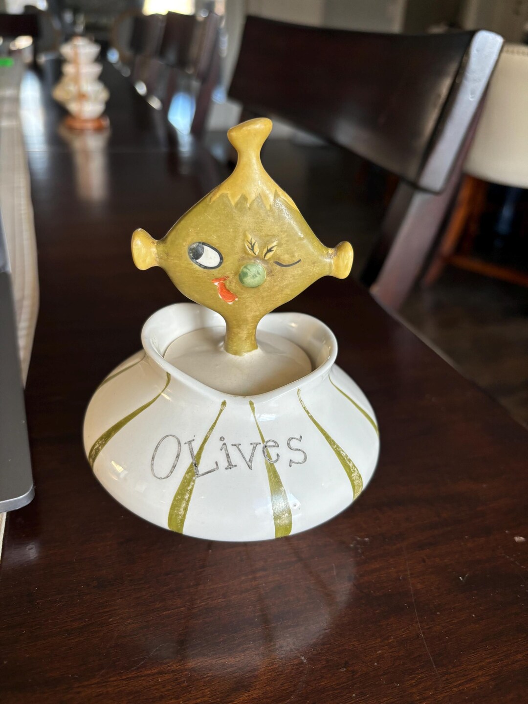 Vintage 1958 Holt Howard Pixie Ware Ceramic Olive Jar With Matching Lid ...