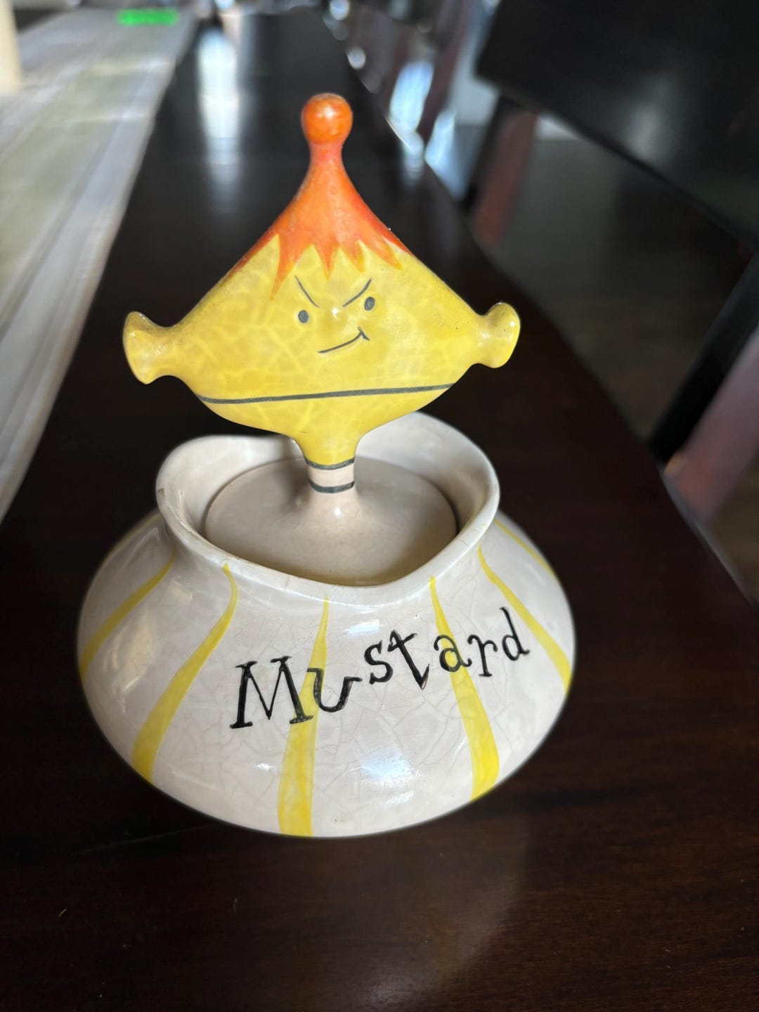 Vintage 1958 Holt Howard Pixie Ware Ceramic Mustard Jar With Matching ...