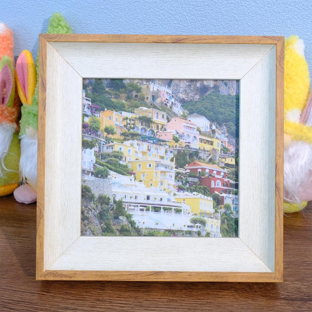 Square-shaped Rustic Wood Grain Picture Frame, Natural Wooden Tabletop ...