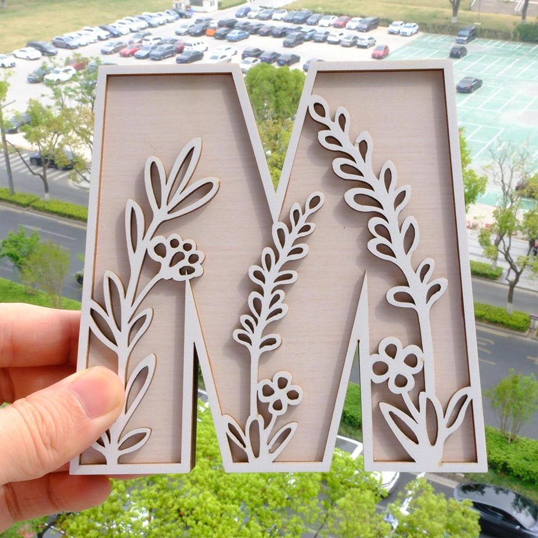 Personalised Letter Combinations, MOM Wooden Letter Decor With Flowers ...