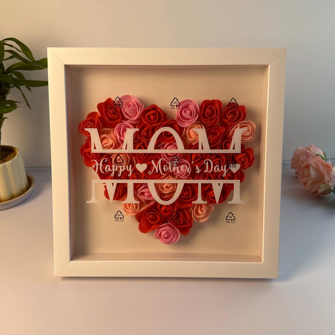 Custom Mom Flower Shadow Box, Gift for Mom Grandma Family Valentine's ...