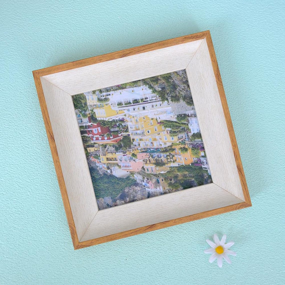 Square-shaped Rustic Wood Grain Picture Frame, Natural Wooden Tabletop ...