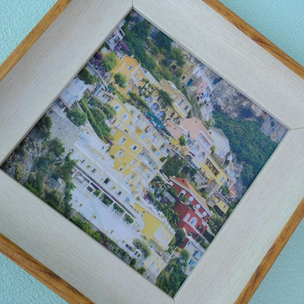 Square-shaped Rustic Wood Grain Picture Frame, Natural Wooden Tabletop ...