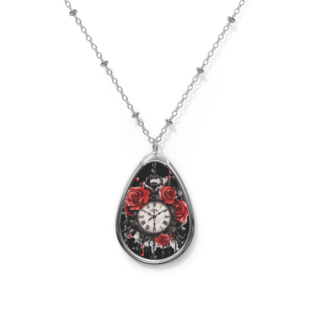 Necklace Locket, Gothic Pocket Watch Floral Pendant, Victorian Jewelry ...