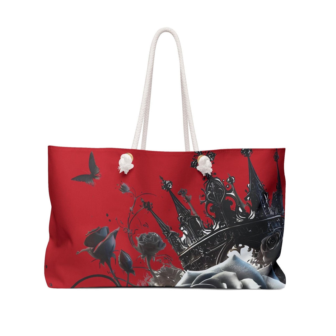 Gothic Weekender Bag, Crown and Rose Butterfly Design, Travel Tote ...
