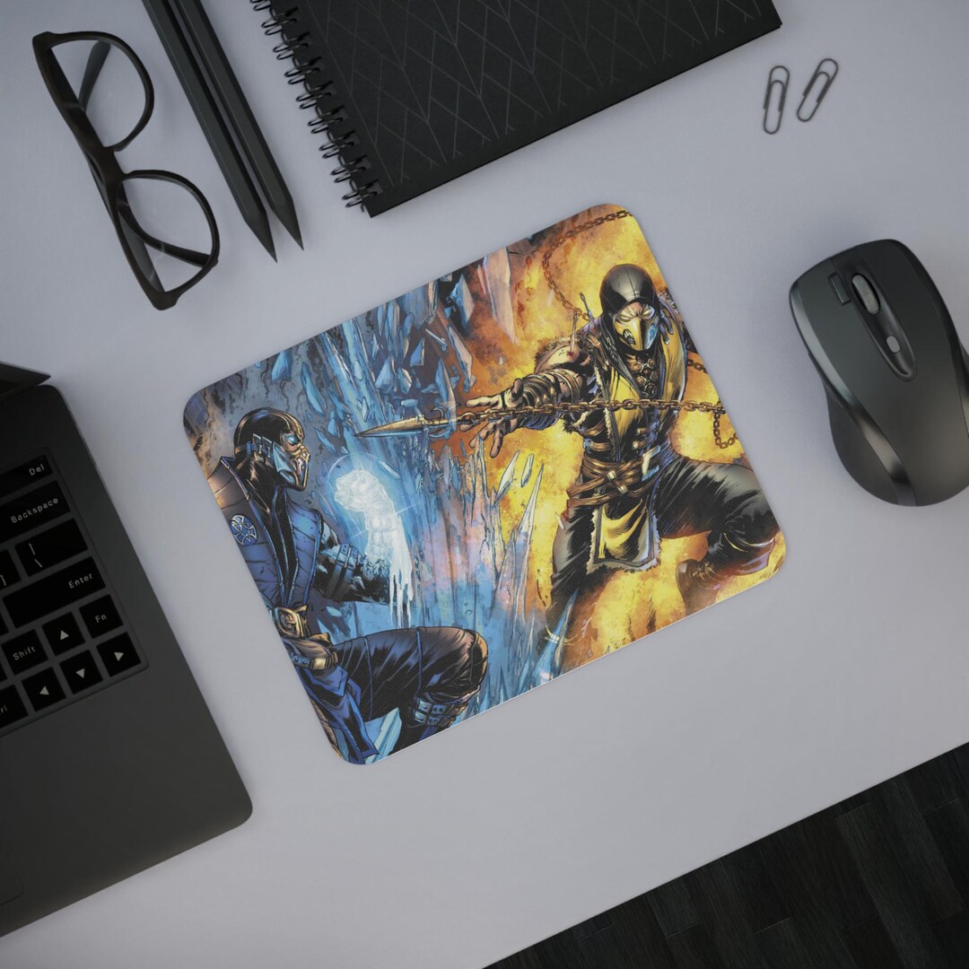 Desk Mouse Pad Mortal Kombat Sub Zero Scorpion Themed Smooth Surface ...
