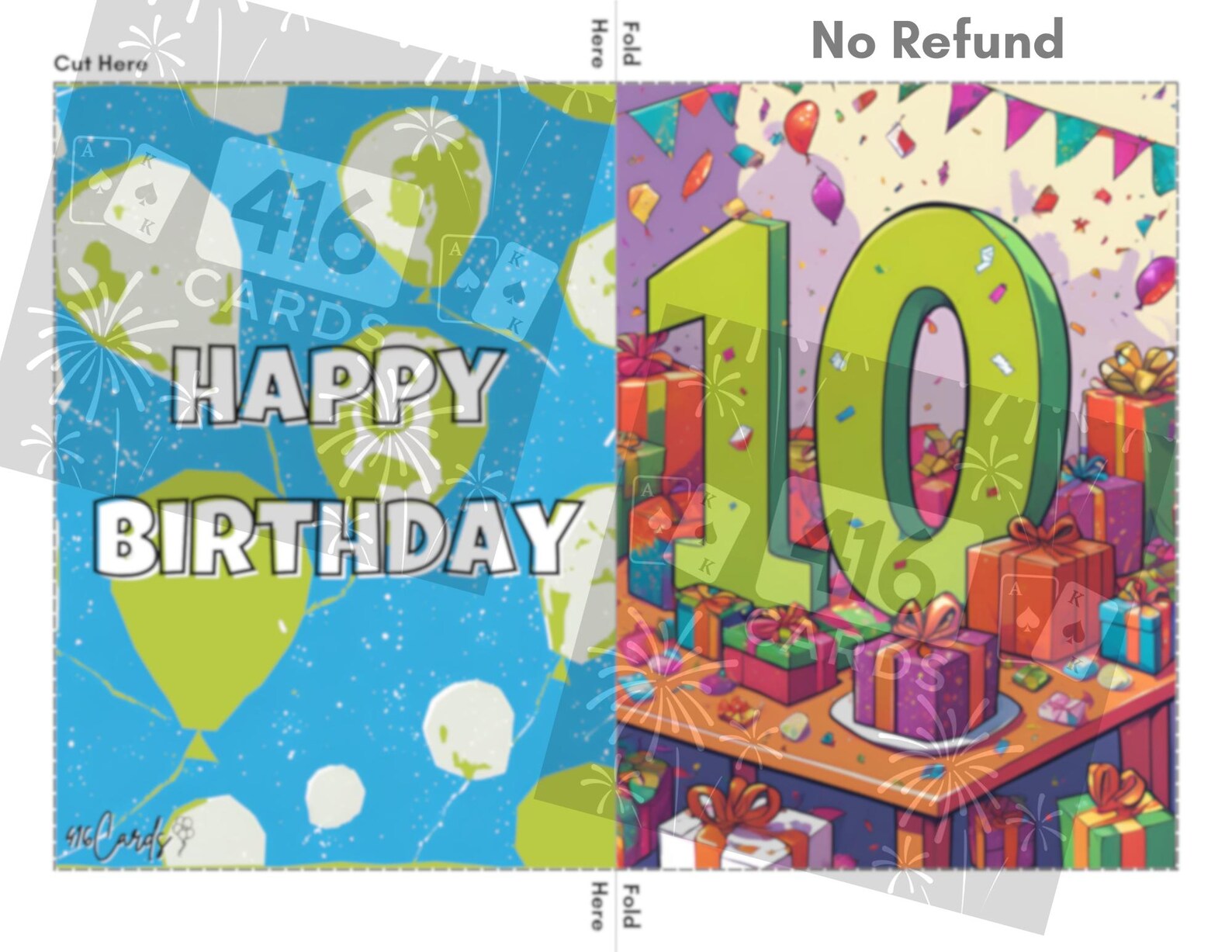 10th Birthday Card: Printable Party Design (digital Download, 5x7 & 4x6 ...