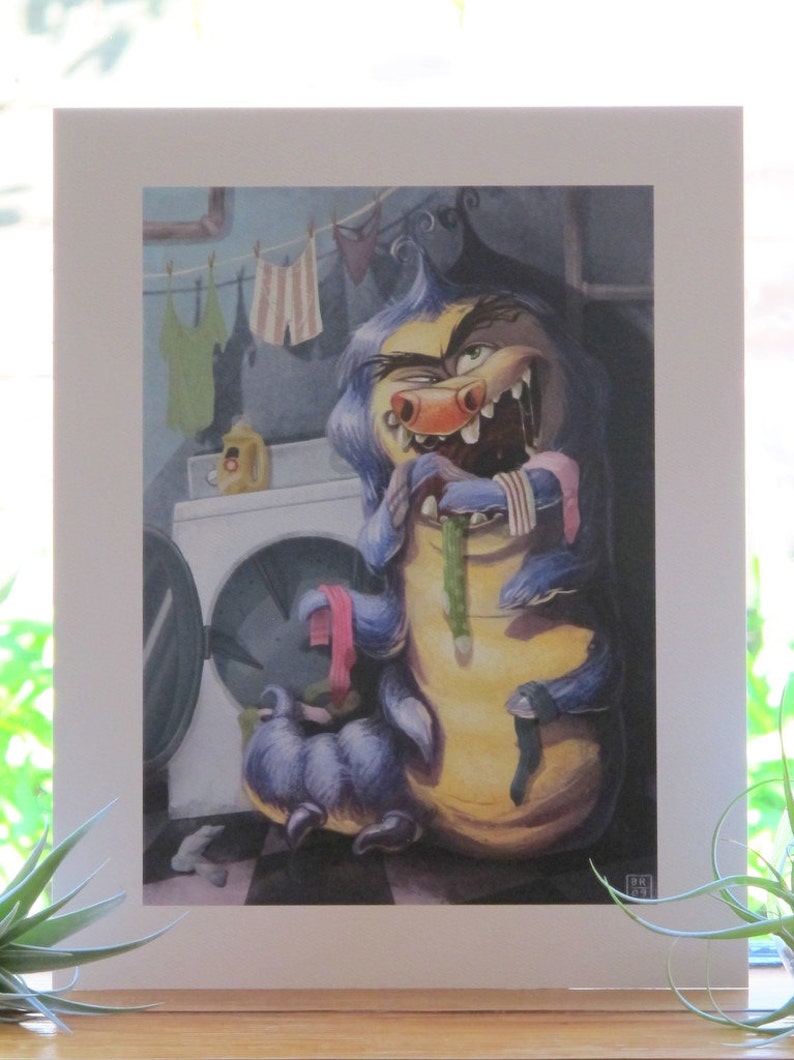 Sock Monster Fine Art Print Where do your socks go | Etsy