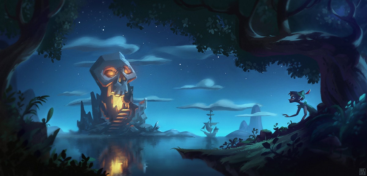 Peter Pan Skull Island Fine Art Print Disney Inspired | Etsy