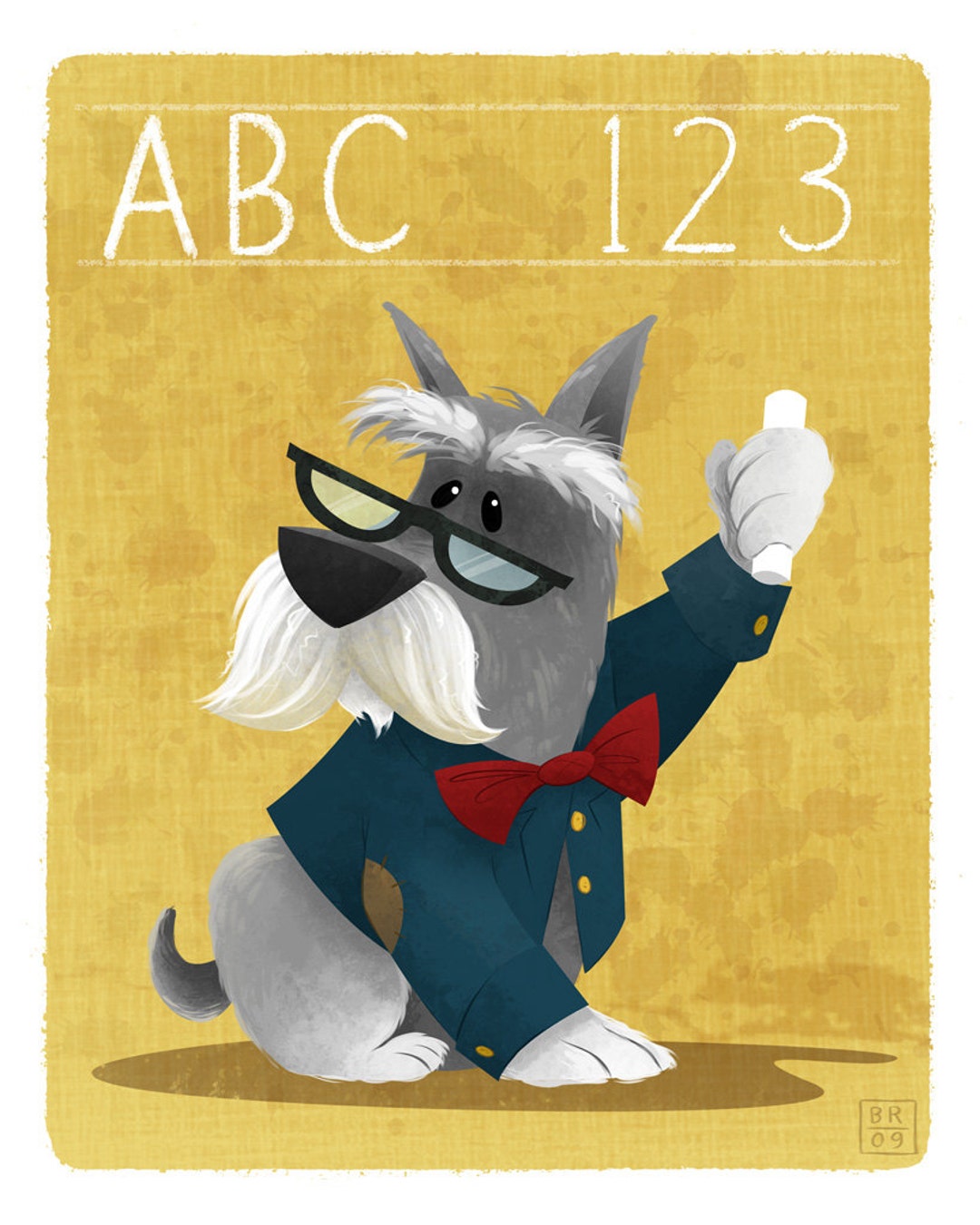 Professor Schnauzer 8x10 Fine Art Print Cute College Professor Dog Art ...