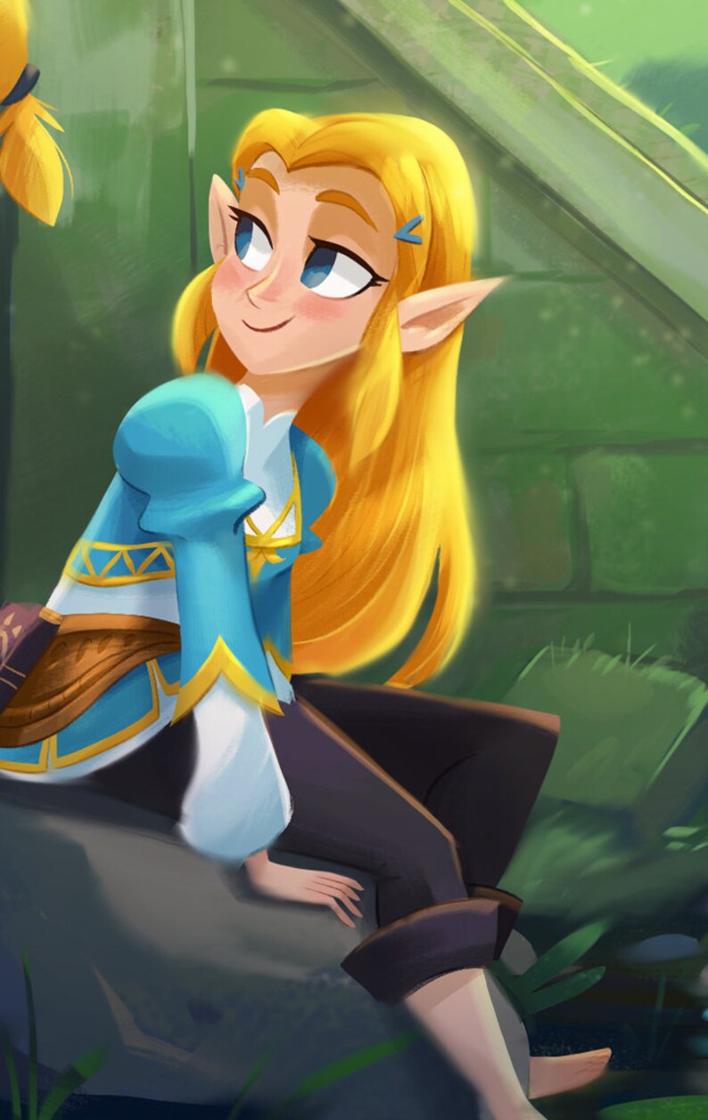 Zelda & Link Wide Fine Art Print 6x12 13x19 Breath of - Etsy
