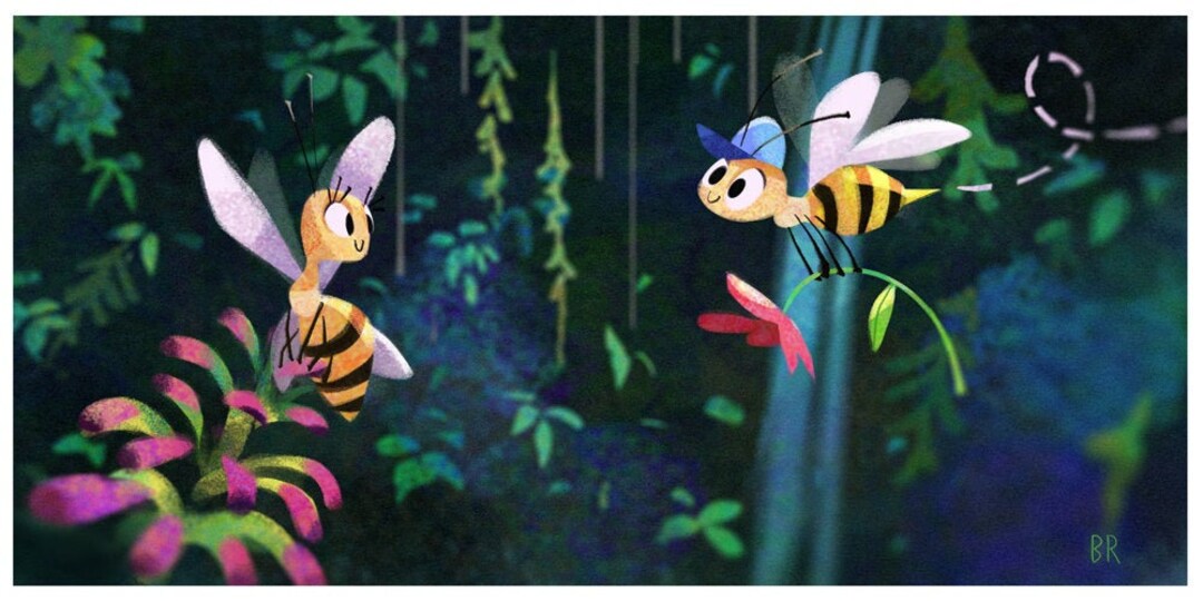 Let's Bee Friends Fine Art Print Honeybees Perfect for Kid's Room or ...