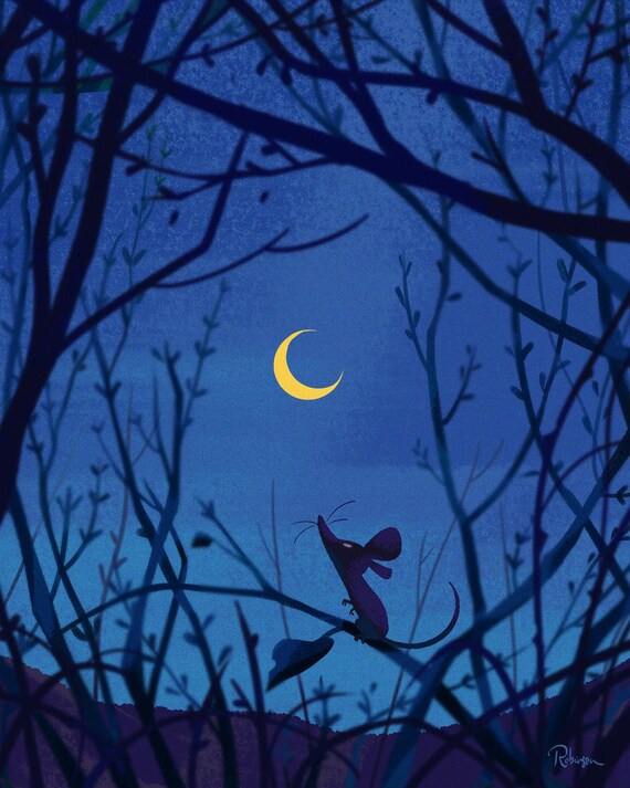 The Mouse & the Moon Fine Art Print Field Mouse Looking up | Etsy