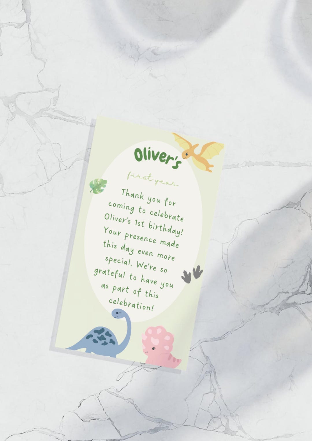DINO PARTY Thank You Card – Cute Dinosaur Theme, Editable Canva ...