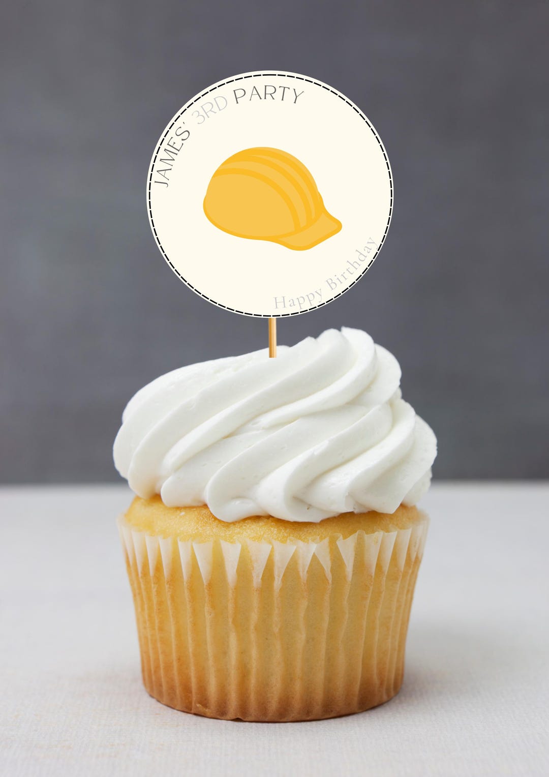 Caution: Birthday Zone – Construction Cupcake Toppers, Editable Canva ...