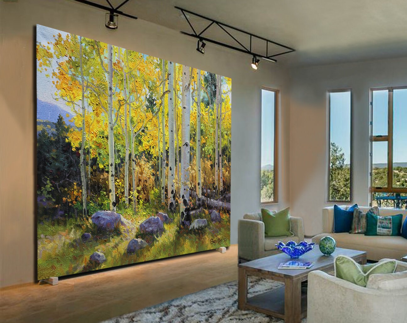 Aspen Tree Painting Original Canvas Art Aspens Large Modern Oil Birch ...
