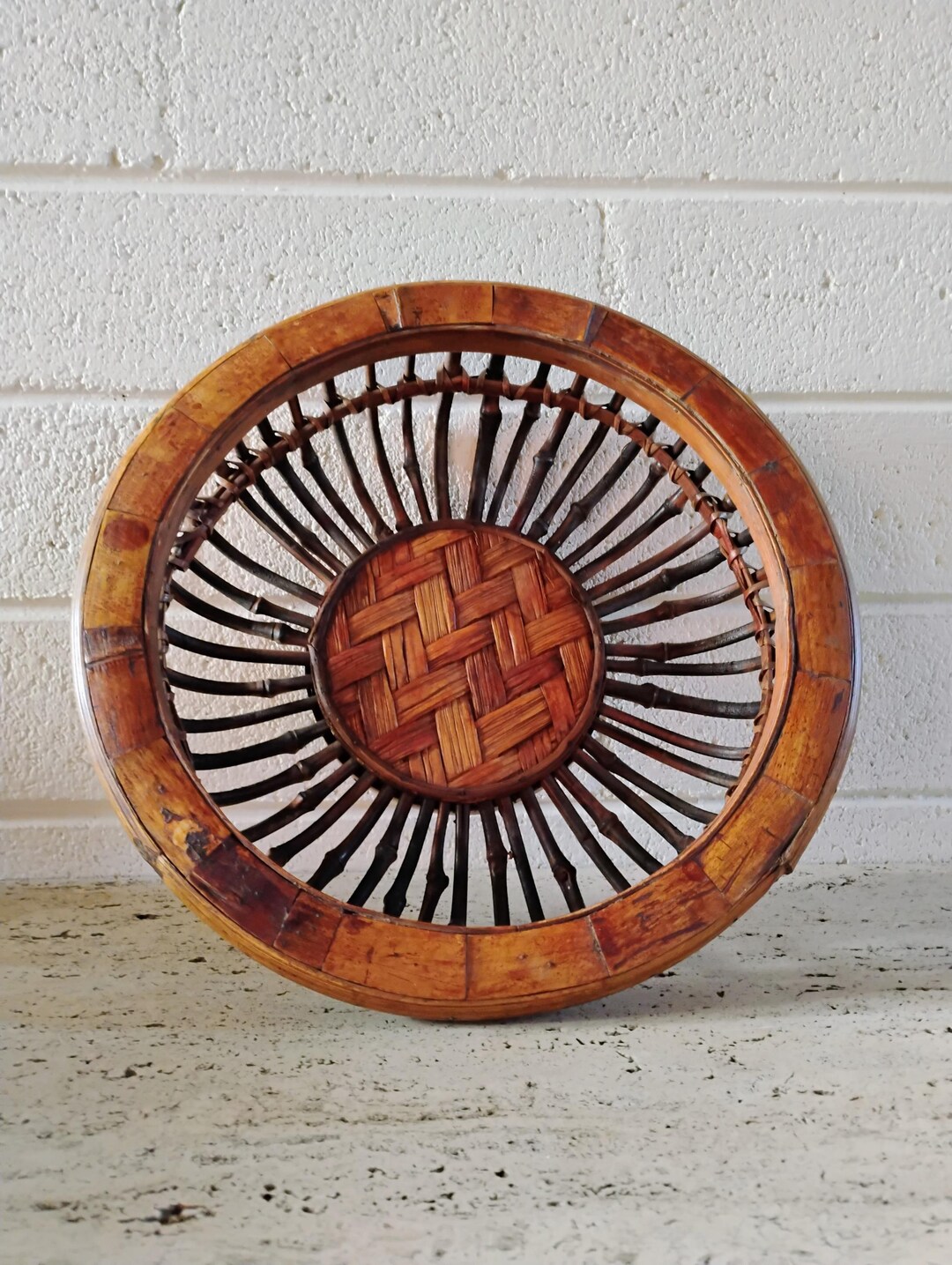 Vintage Handmade Rattan Basket Centerpiece Fruit Bowl - Etsy