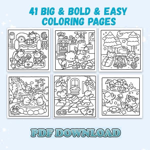 Comfy and Cozy Coloring Book, Coloring Book Cozy Comfy, Coloring Pages ...