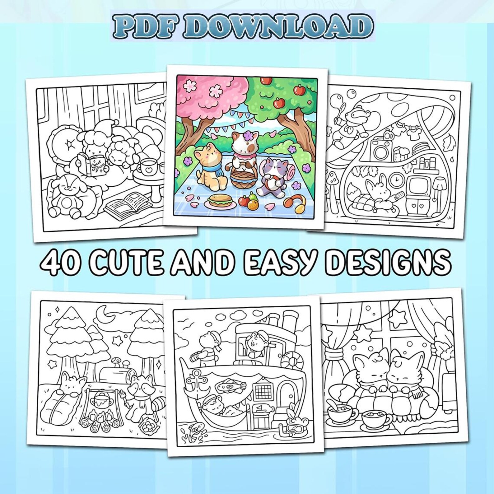 Comfy and Cozy Coloring Book, Coloring Book Cozy Comfy, Coloring Pages ...