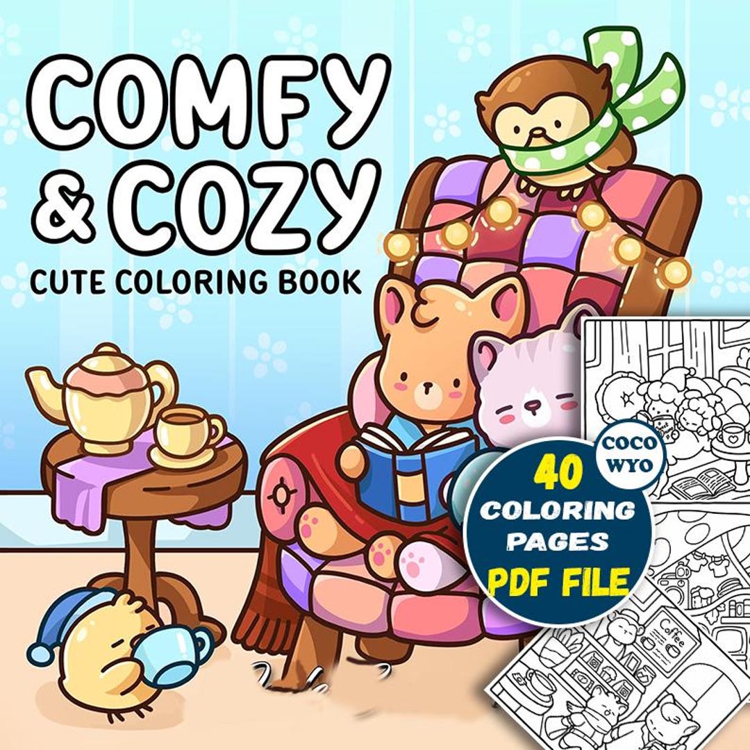Comfy and Cozy Coloring Book, Coloring Book Cozy Comfy, Coloring Pages ...